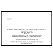 Permendikbudristek Nomor 48 Tahun 2022 : Penerimaan Mahasiswa Baru PTN