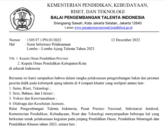 SE Mitra Tuan Rumah Ajang Talenta Jenjang Pendidikan Tinggi 2024