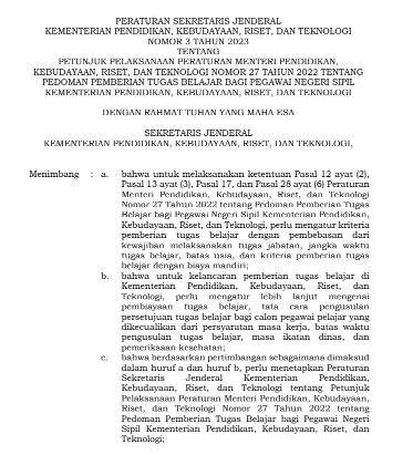 Pedoman Tugas Belajar PNS Kemendikbudristek